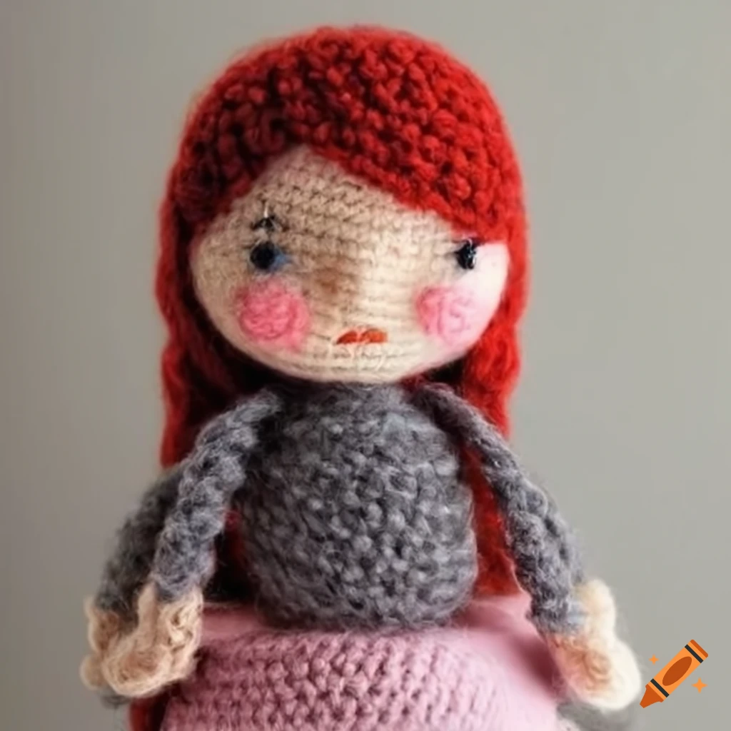 Mystery doll typing direct messages in felted wool amigurumi style on ...