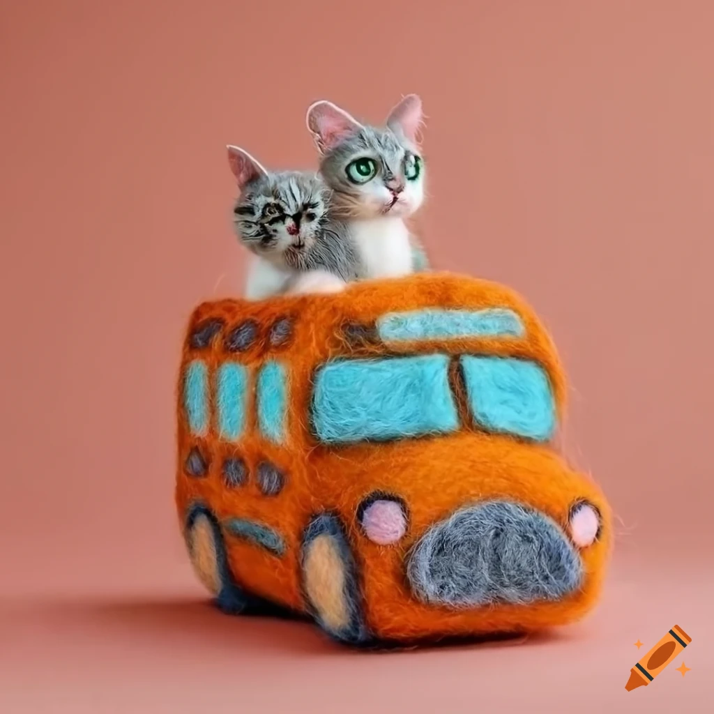 Felted Wool Gibbli studio cute cat bus animal on Craiyon