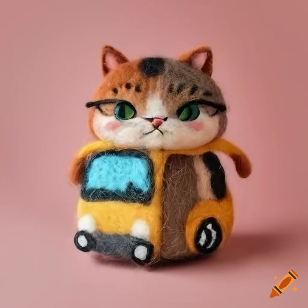 Felted Wool Gibbli studio cute cat bus on Craiyon