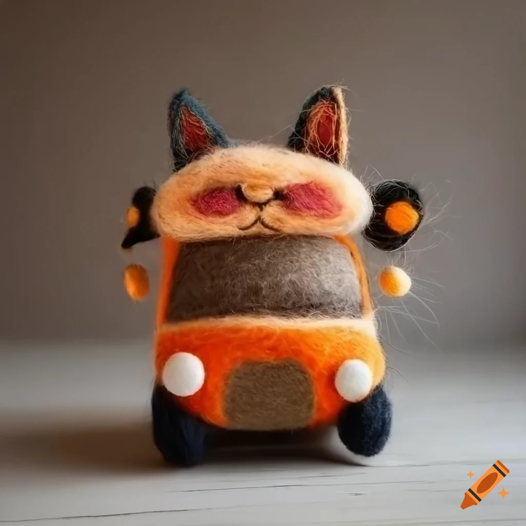 Cute cat bus inspired by the Ghibli studio, a fusion of an orange bus ...