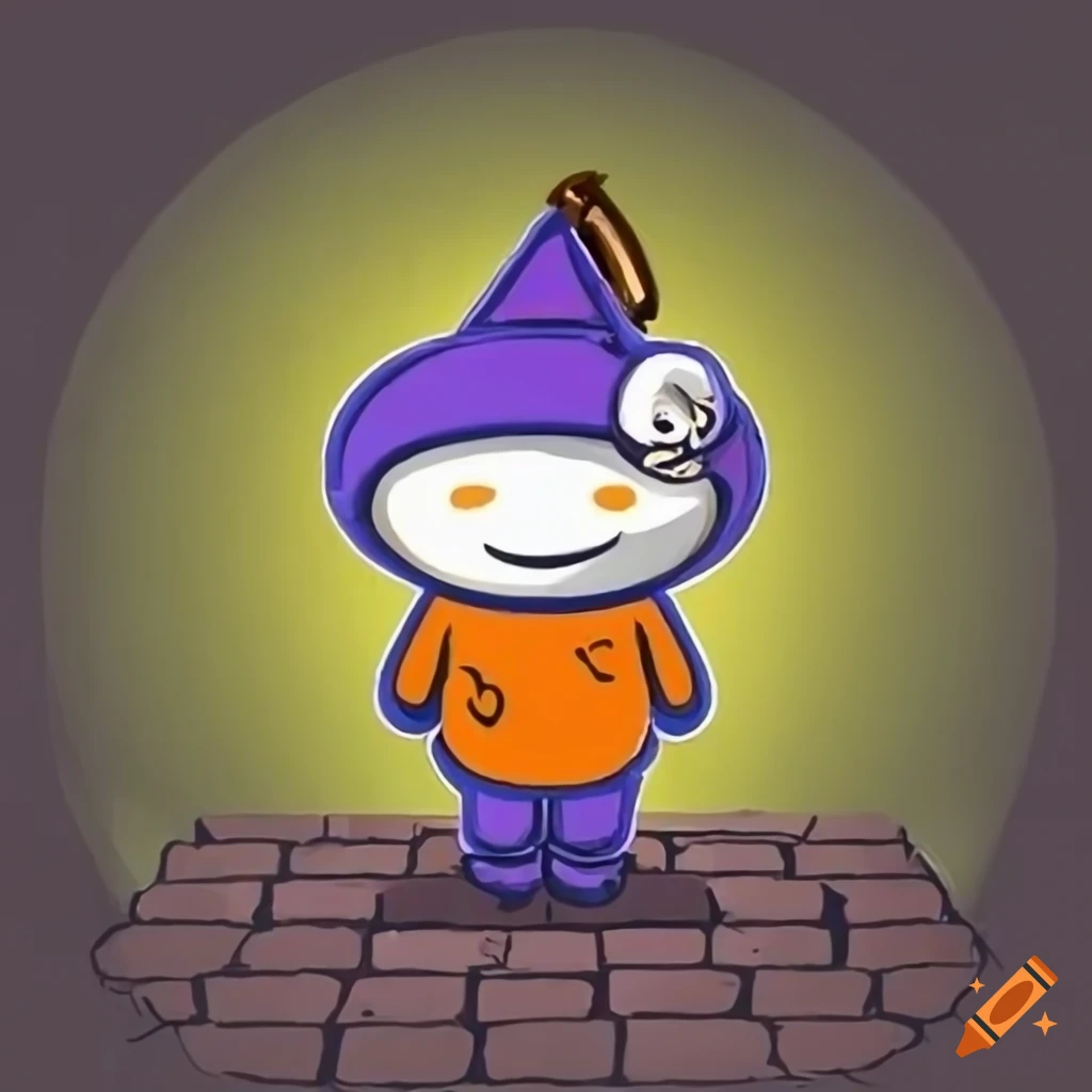 Snoo in a Munchkin costume on a yellow brick road in W. W. Denslow ...