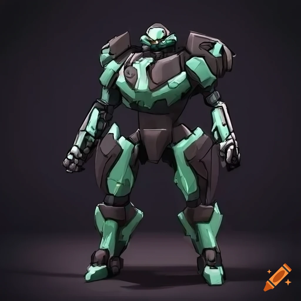Mecha anime inspired mech design with smooth and rounded organic shapes ...