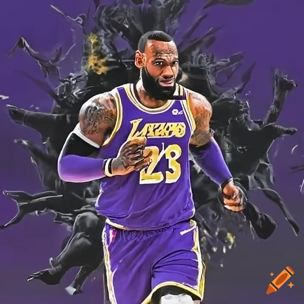 Explosive effect on a LeBron James basketball collectible card on Craiyon