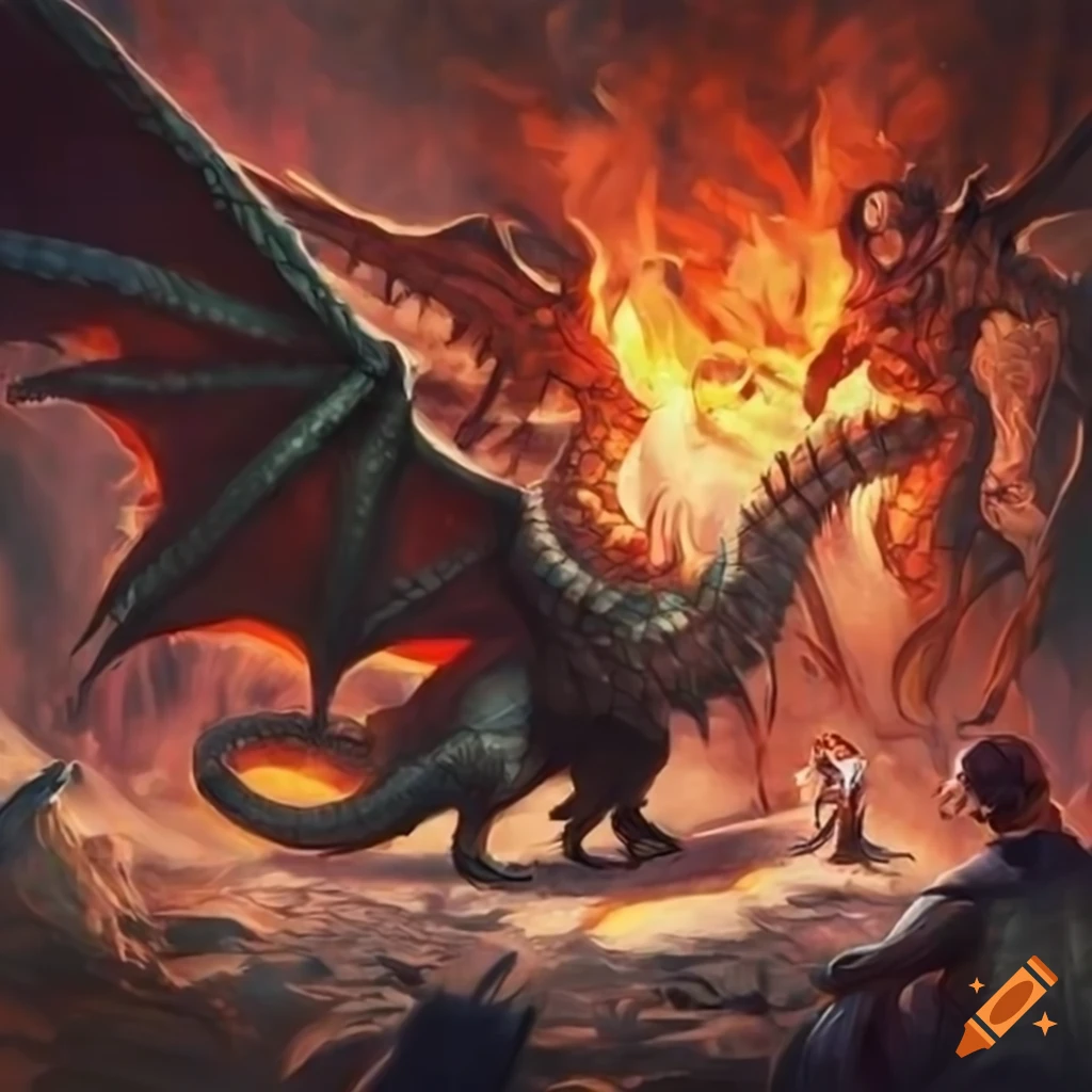 Wizard engaging in combat with a dragon in a high-quality art on Craiyon