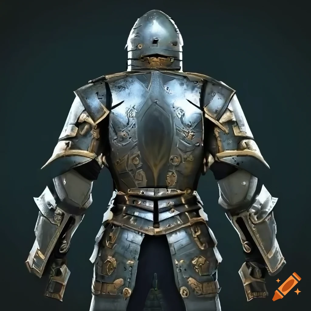 Close-up view of intricately detailed heavy body armor on Craiyon