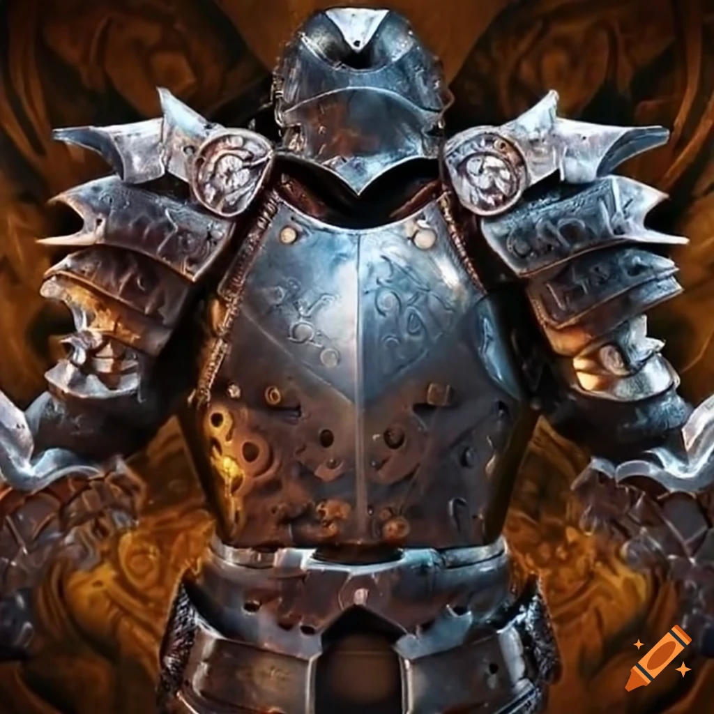 Close-up of detailed magic heavy body armor in high resolution on Craiyon