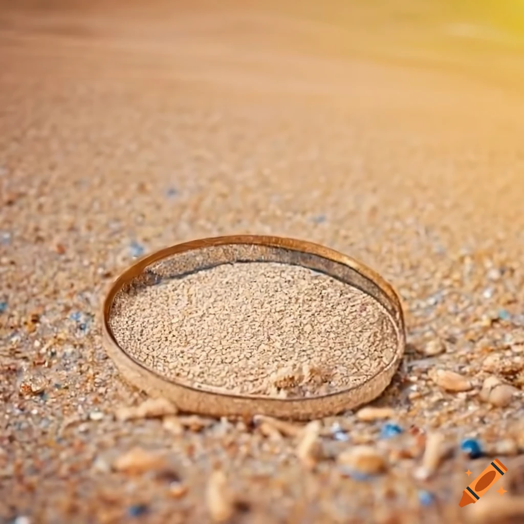 Close-up of a sieve with grains of sand on a sunny beach on Craiyon