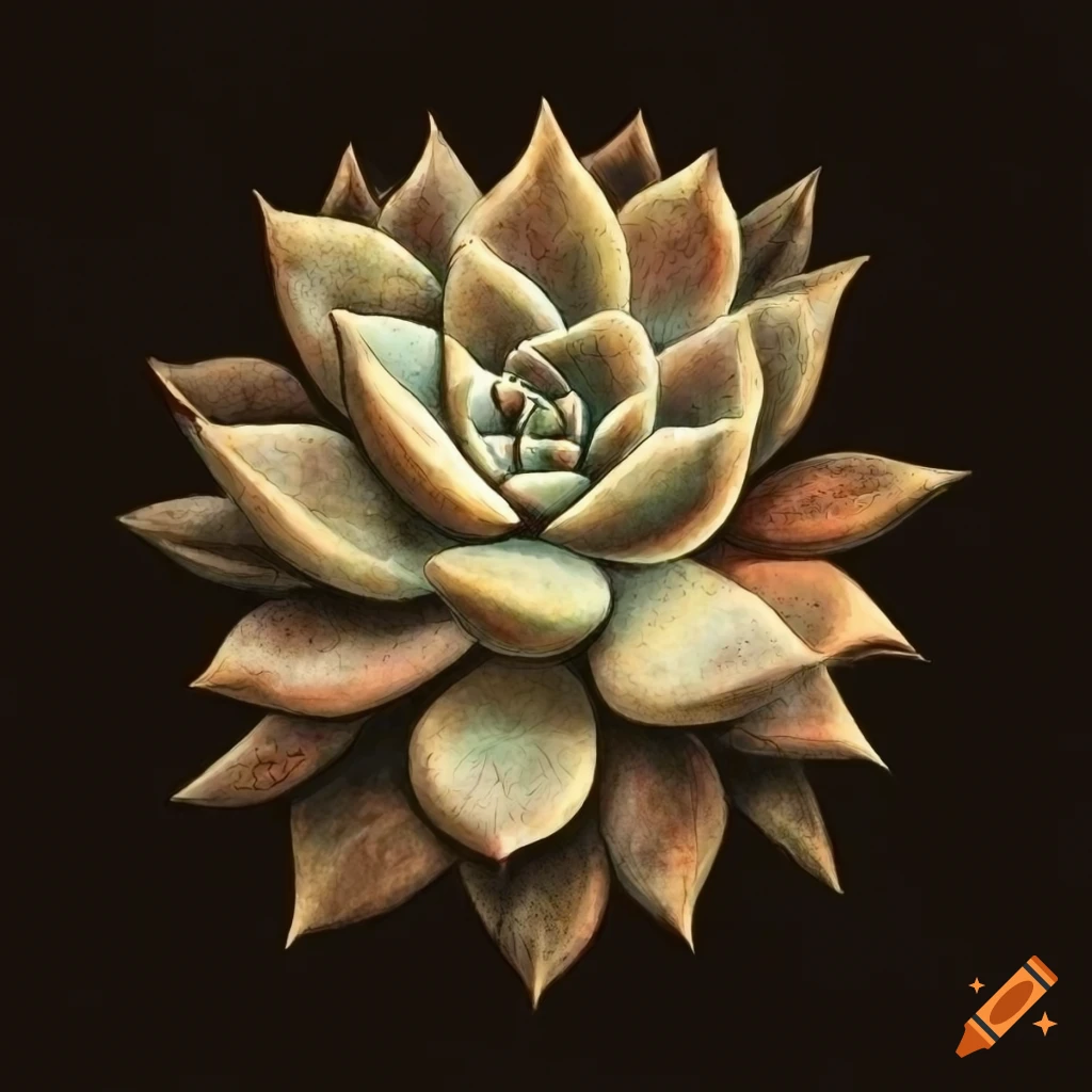 Vintage botanical drawing of Ghost Plant Graptopetalum paraguayense on ...