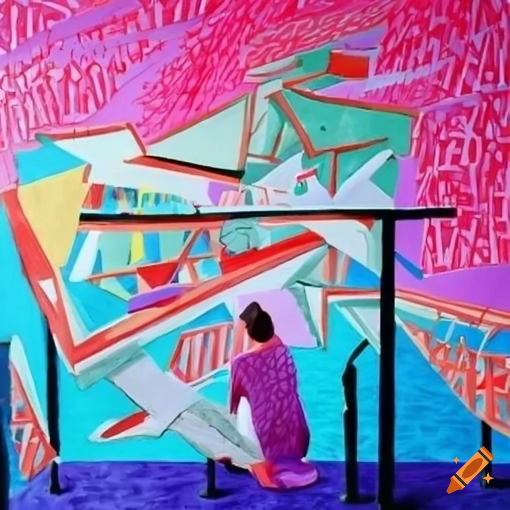 Abstract spatial structure inspired by Guernica and David Hockney art ...