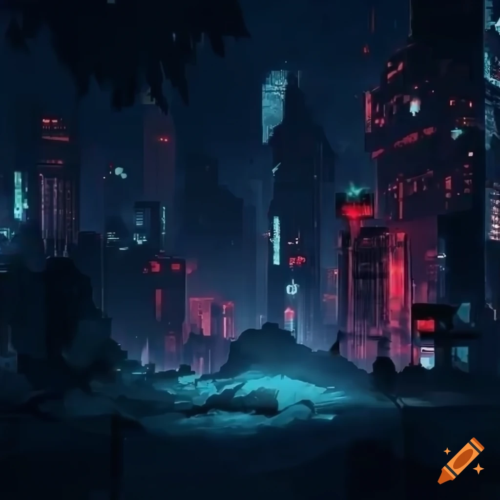 Dark ROG city gaming pixel wallpaper in high resolution on Craiyon