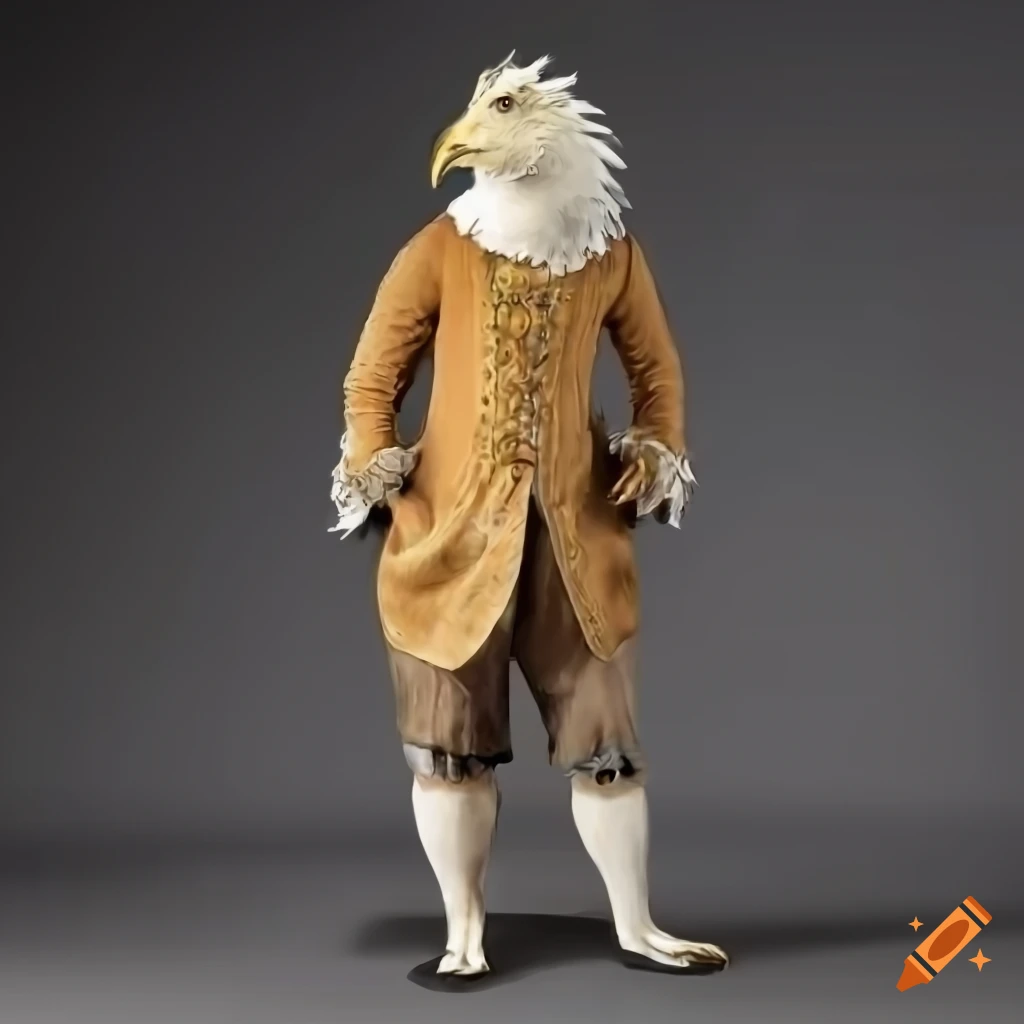 Anthropomorphic gryphon in 18th century noble attire on Craiyon