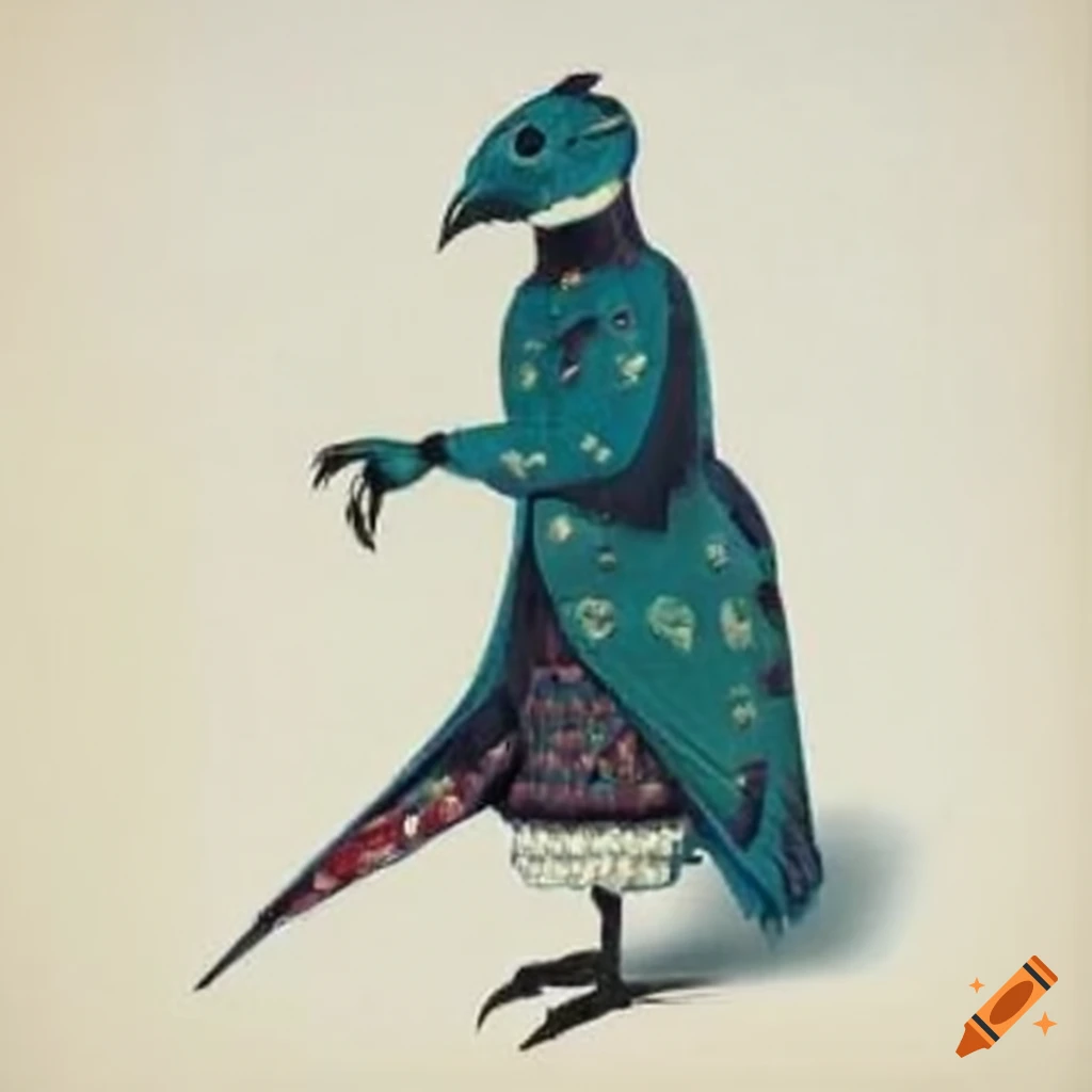 Anthropomorphic bird in an 18th-century coat on Craiyon
