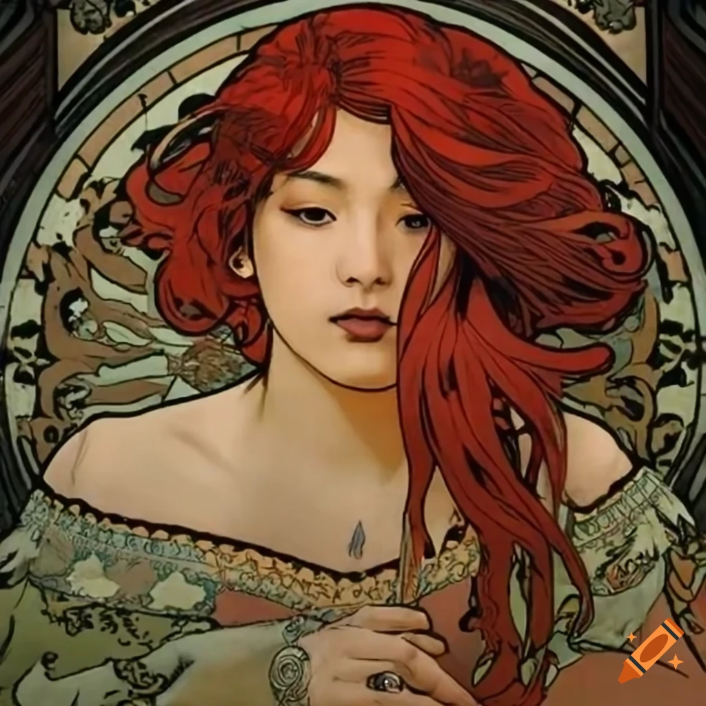 Zatoichi inspired by Alphonse Mucha's style on Craiyon