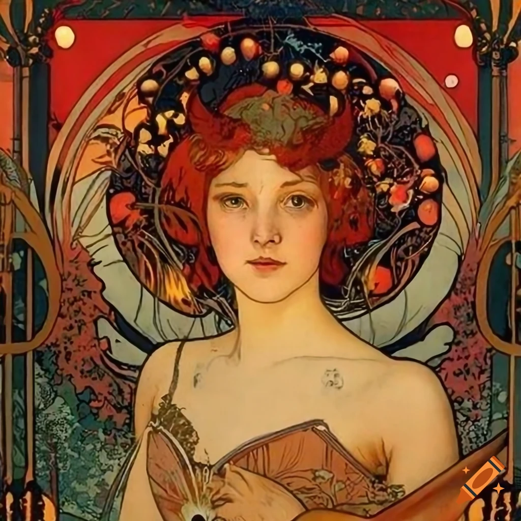 Vintage graphic novel travel poster inspired by alphonse mucha, norman ...