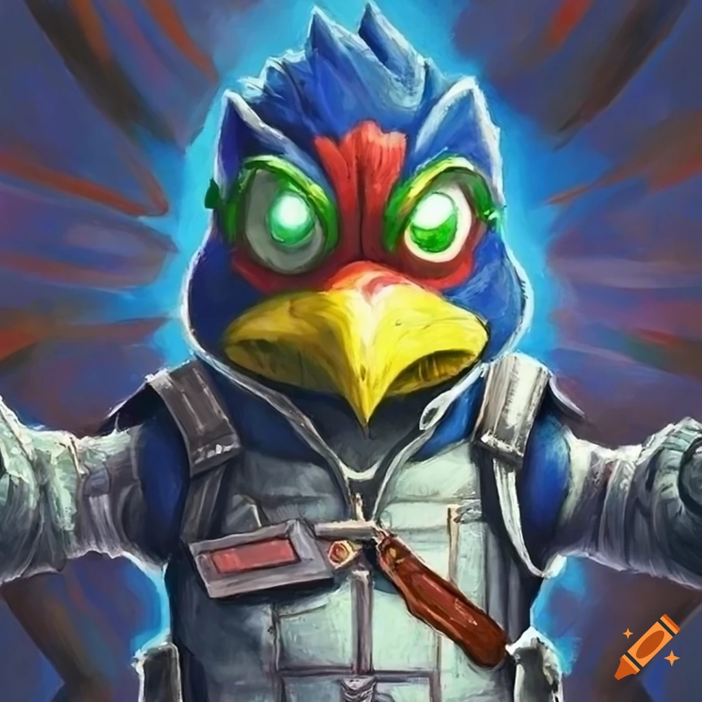 Portrait of falco lombardi, the star fox pilot on Craiyon