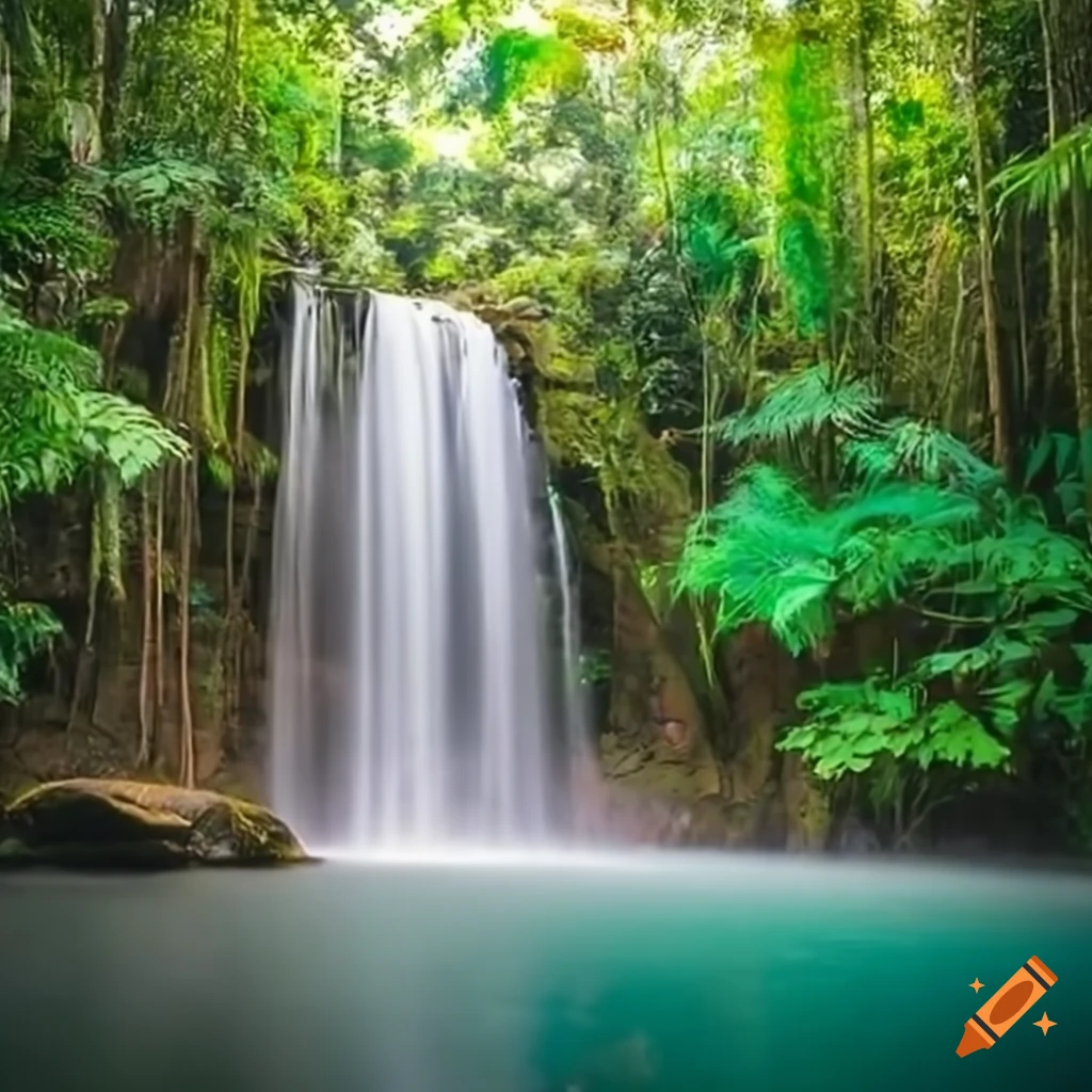 Beautiful waterfall in the amazon jungle on Craiyon