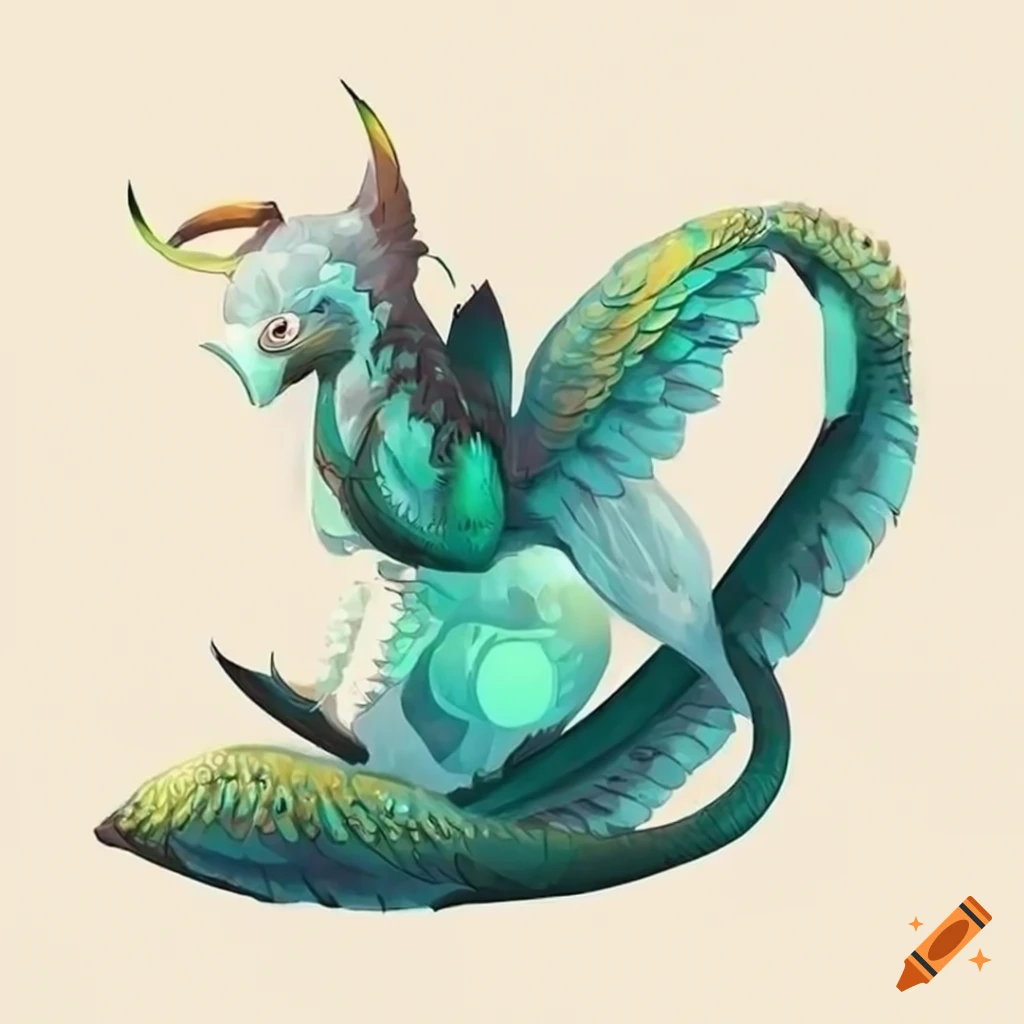 Elegant and graceful mythical hybrid creature with expressive eyes and long tail on Craiyon