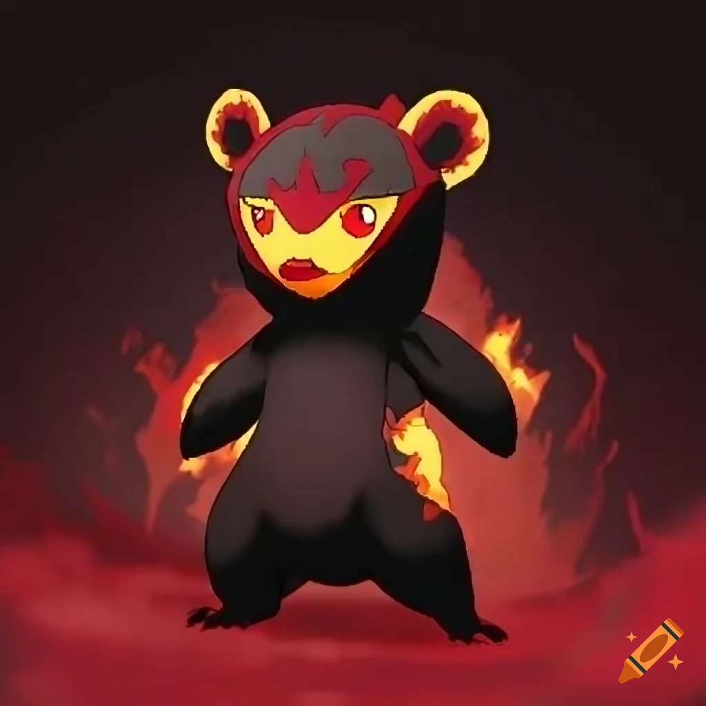 Fire-type black bear pokemon on Craiyon