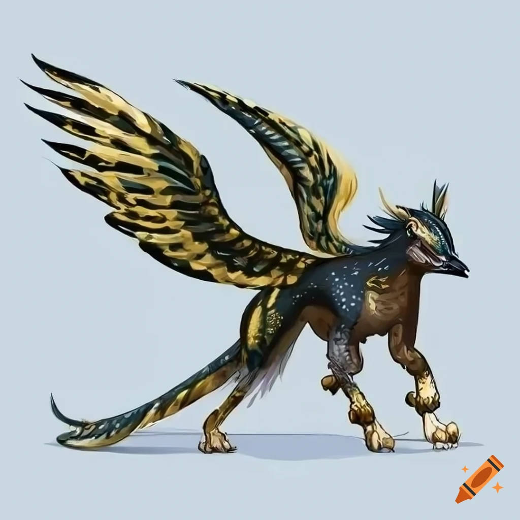 Elegant and graceful mythical hybrid creature with expressive eyes and ...