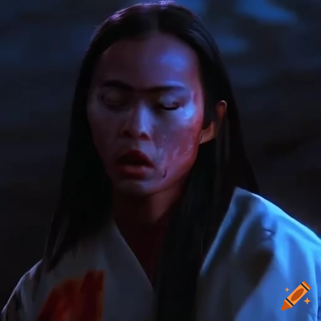 Expressive closeup of dizzied, bloodied female kung fu fighter from 90 ...