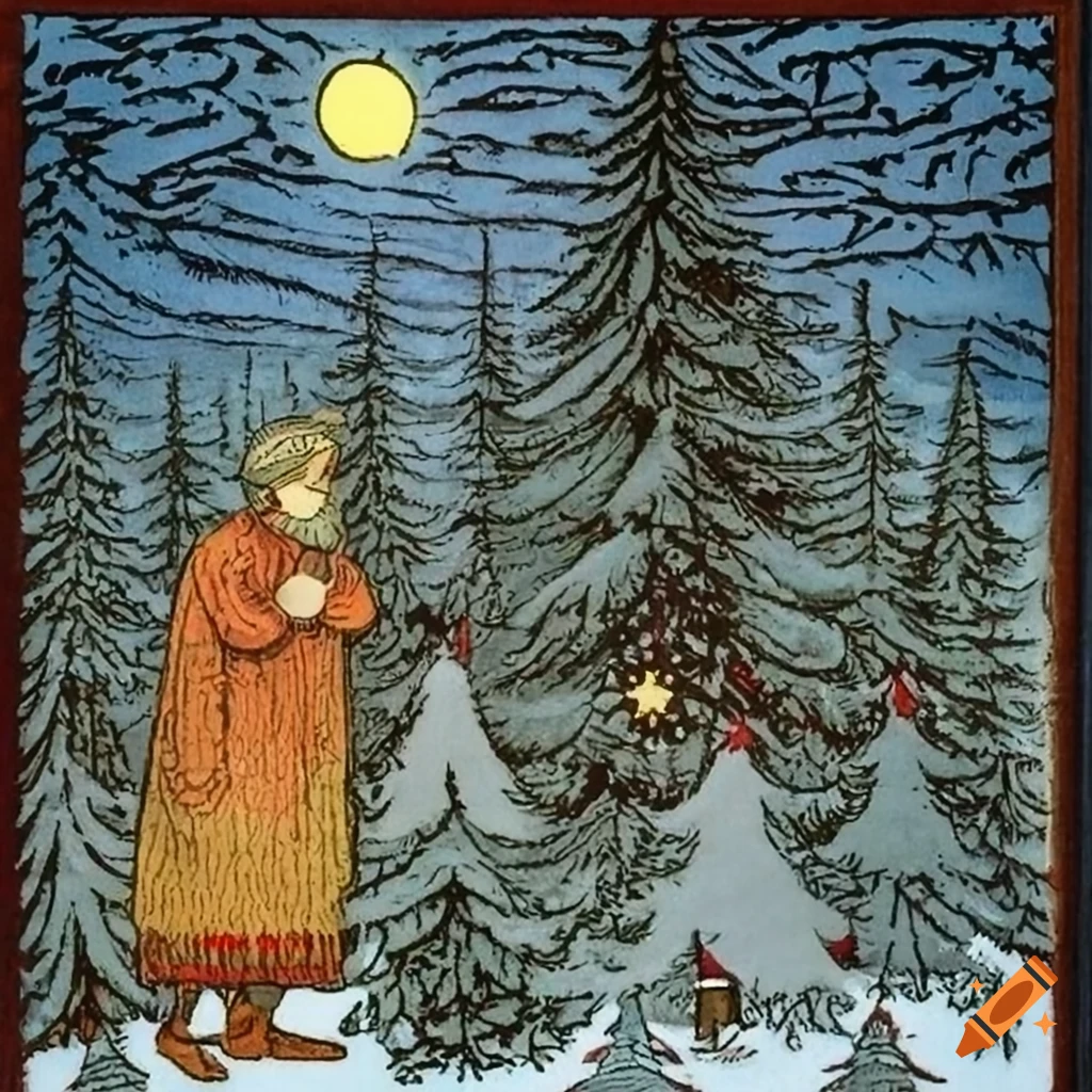 Festive holiday country christmas scene with a mix of native salish ...