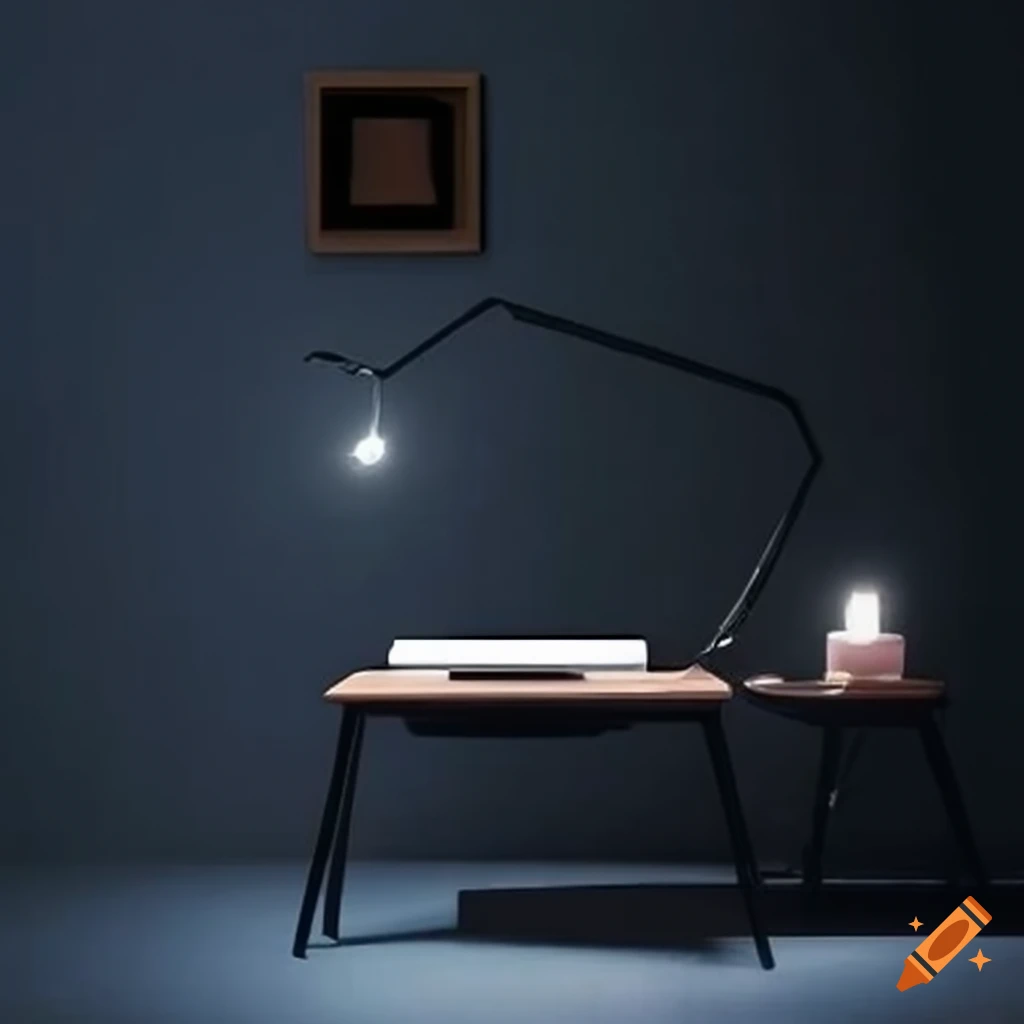 Minimalist night desk setup on Craiyon