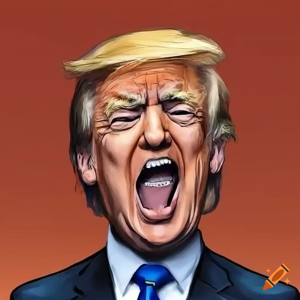 Satirical artwork of a prominent figure with exaggerated features and ...