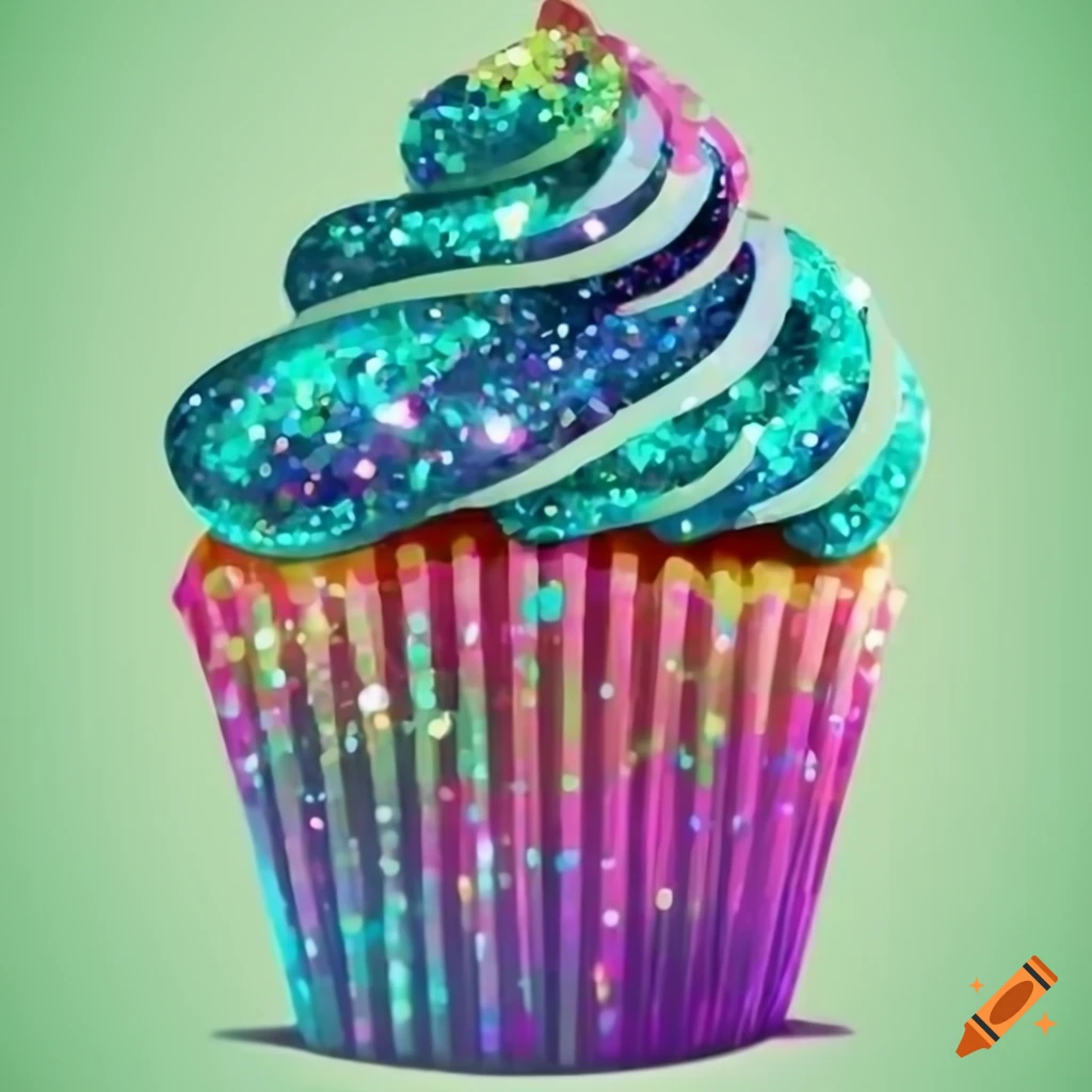 Colorful glitter cupcake clipart on Craiyon