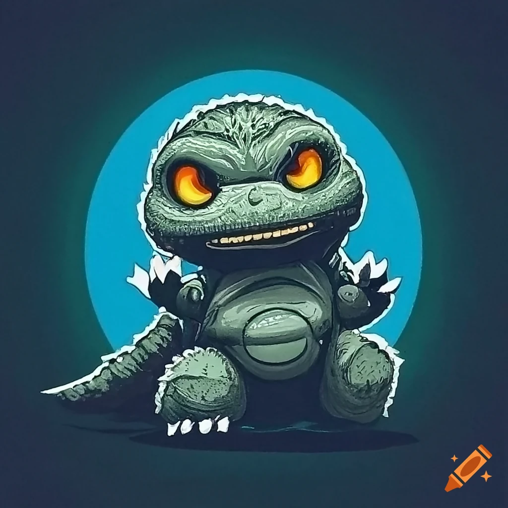 Baby godzilla using atomic breath in an urban setting with pencil ...