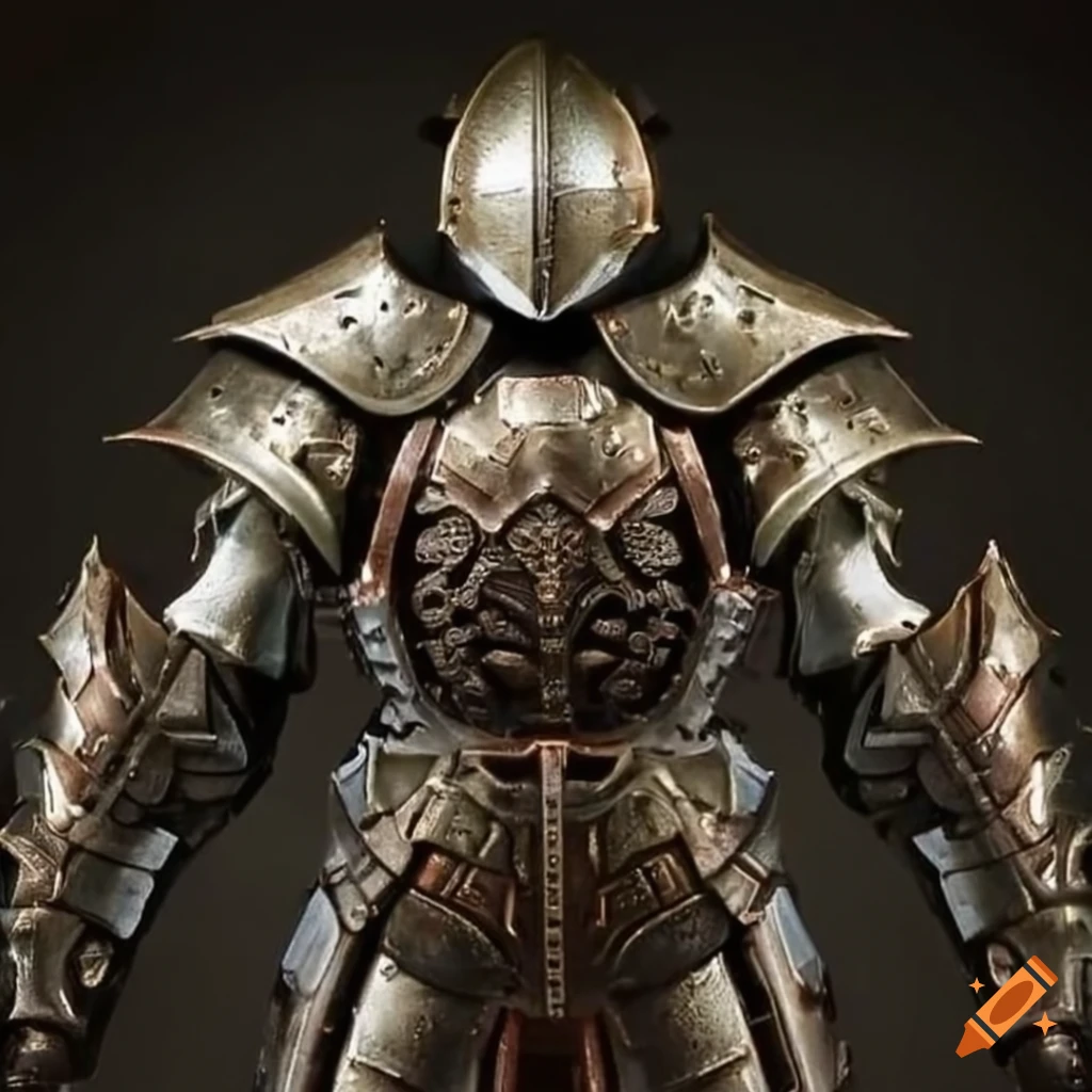 Front view close-up of detailed magic heavy body armor on Craiyon