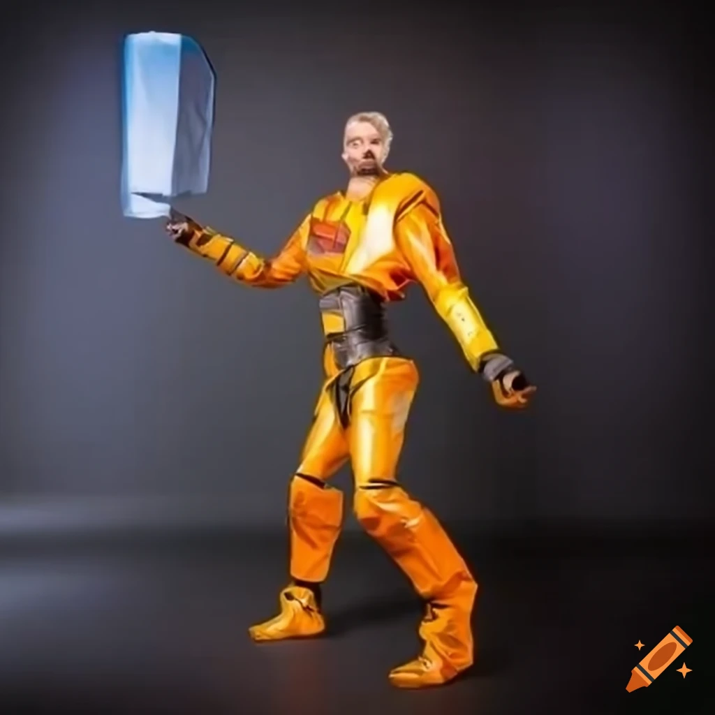 Gordon freeman dancing in colorful plastic bag with vivid colors on Craiyon