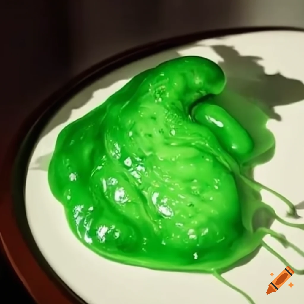 Green slime creature causing havoc in an urban setting on Craiyon