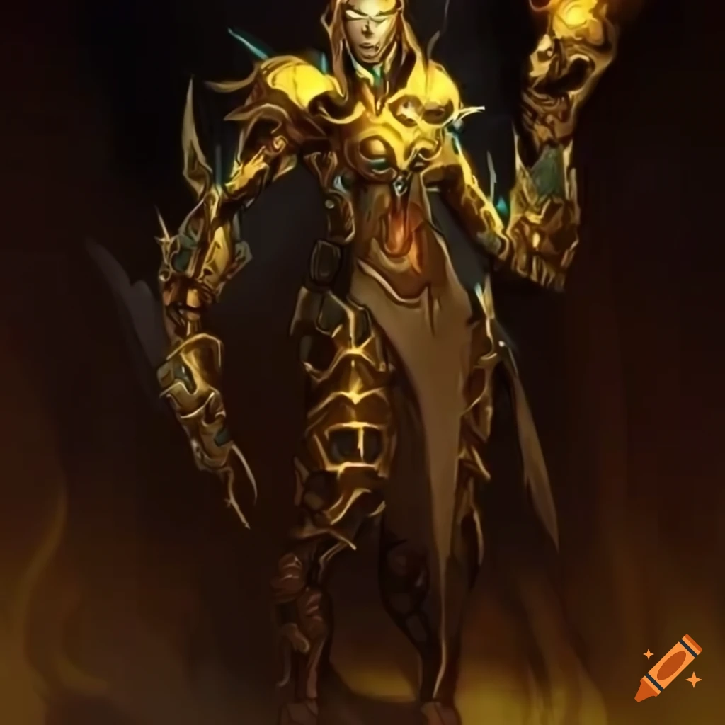 XaIglin - golden limbs cyborg mage on Craiyon
