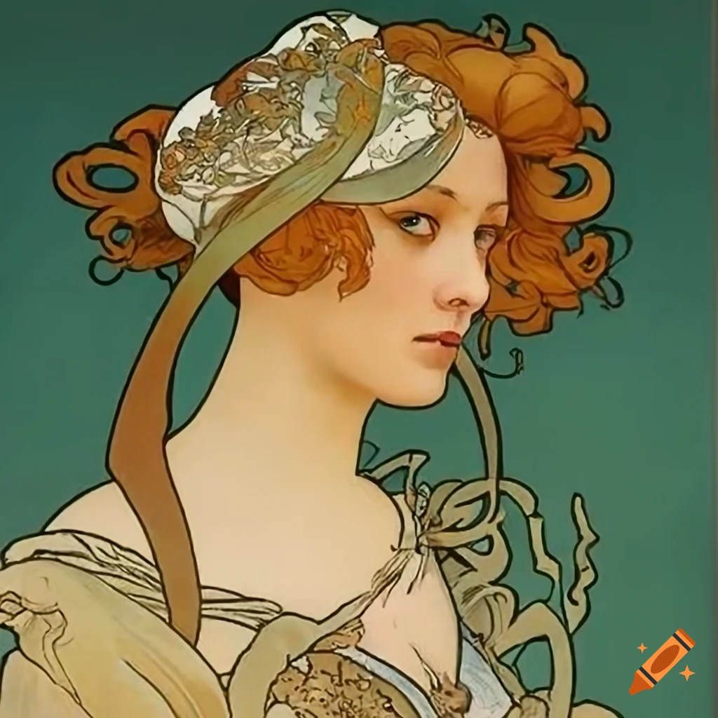 Goldeneye by alphonse mucha painting on Craiyon