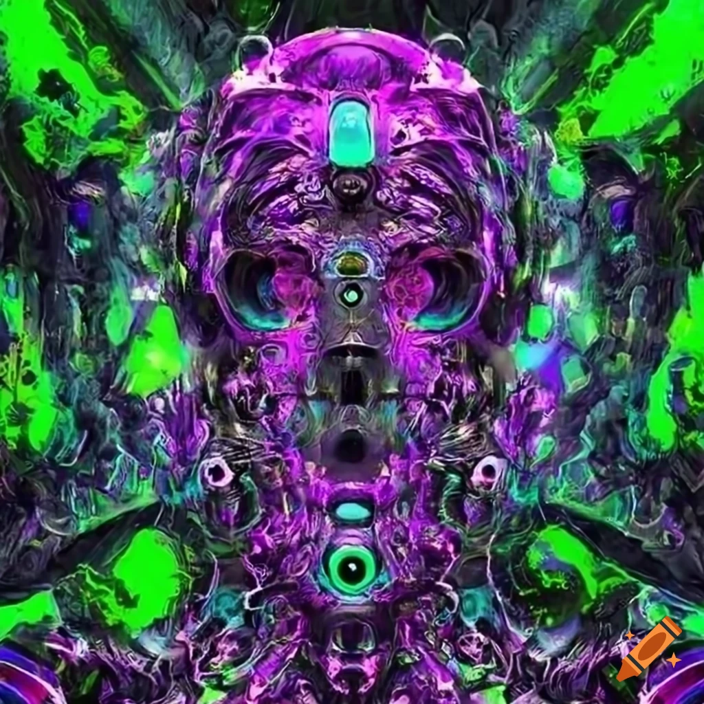 Intricate black, green, and purple design for dubstep artist ...