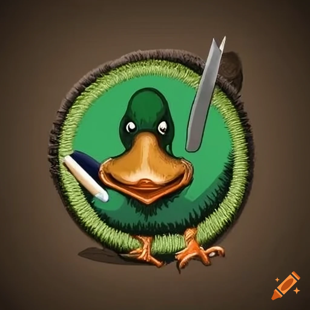 Warrior duck patch in ranger green with a knife and cigarette on Craiyon