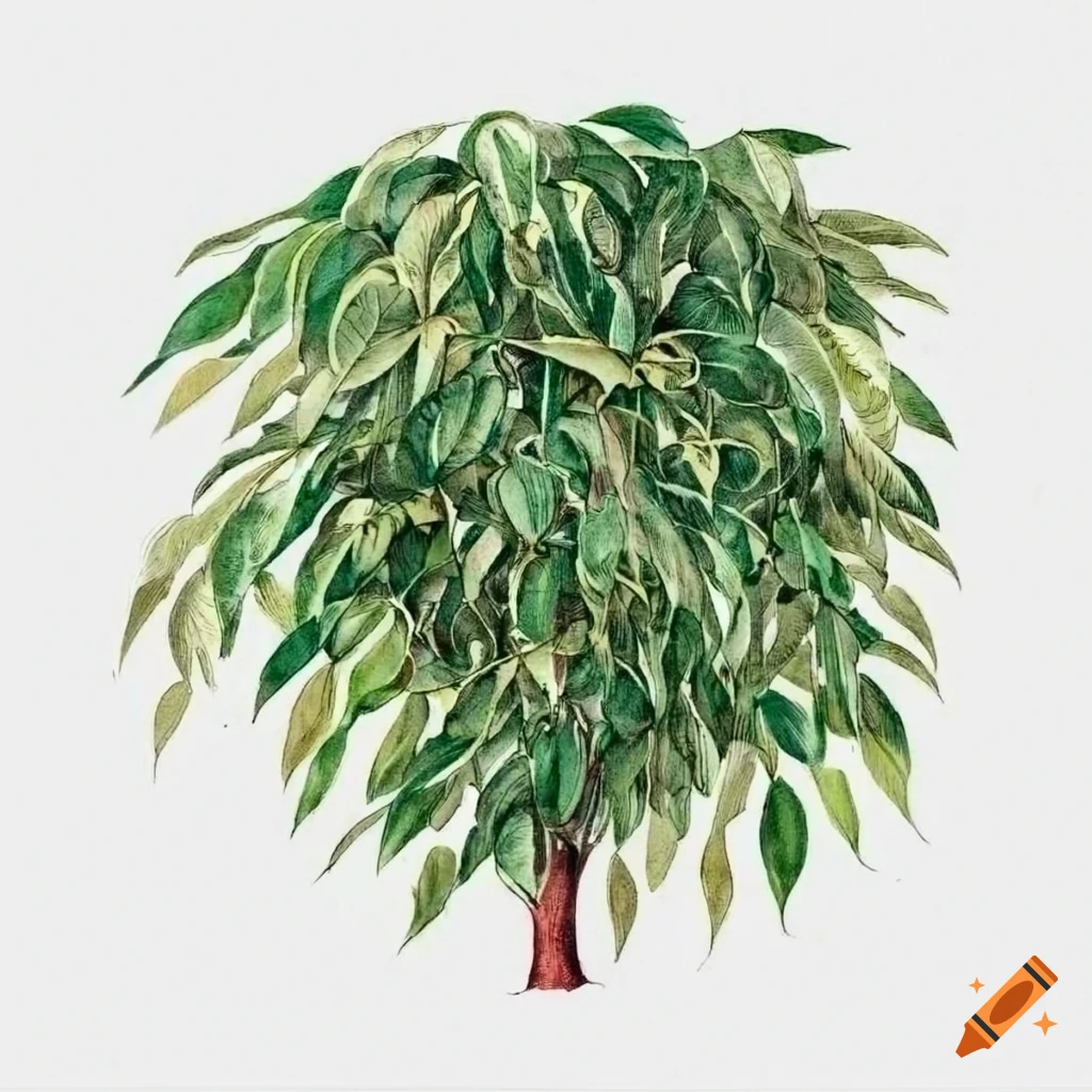 Vintage botanical drawing of ficus benjamina plant on Craiyon
