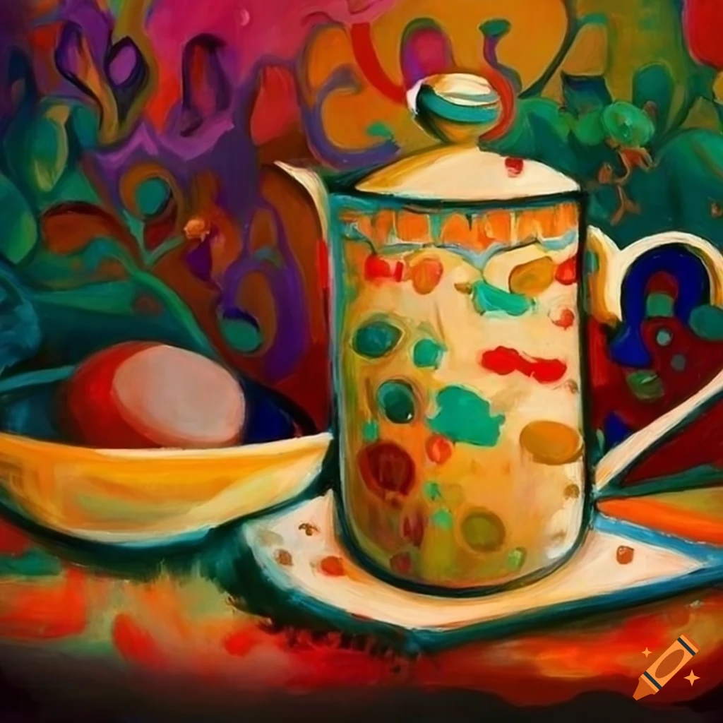 Coffee grounds in a garden with colorful Russian neo-classical avant ...