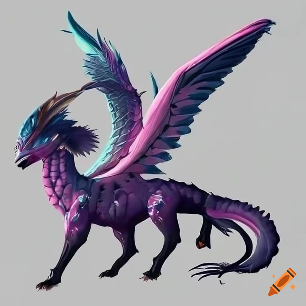 Elegant and graceful mythical hybrid creature with expressive eyes and long tail on Craiyon