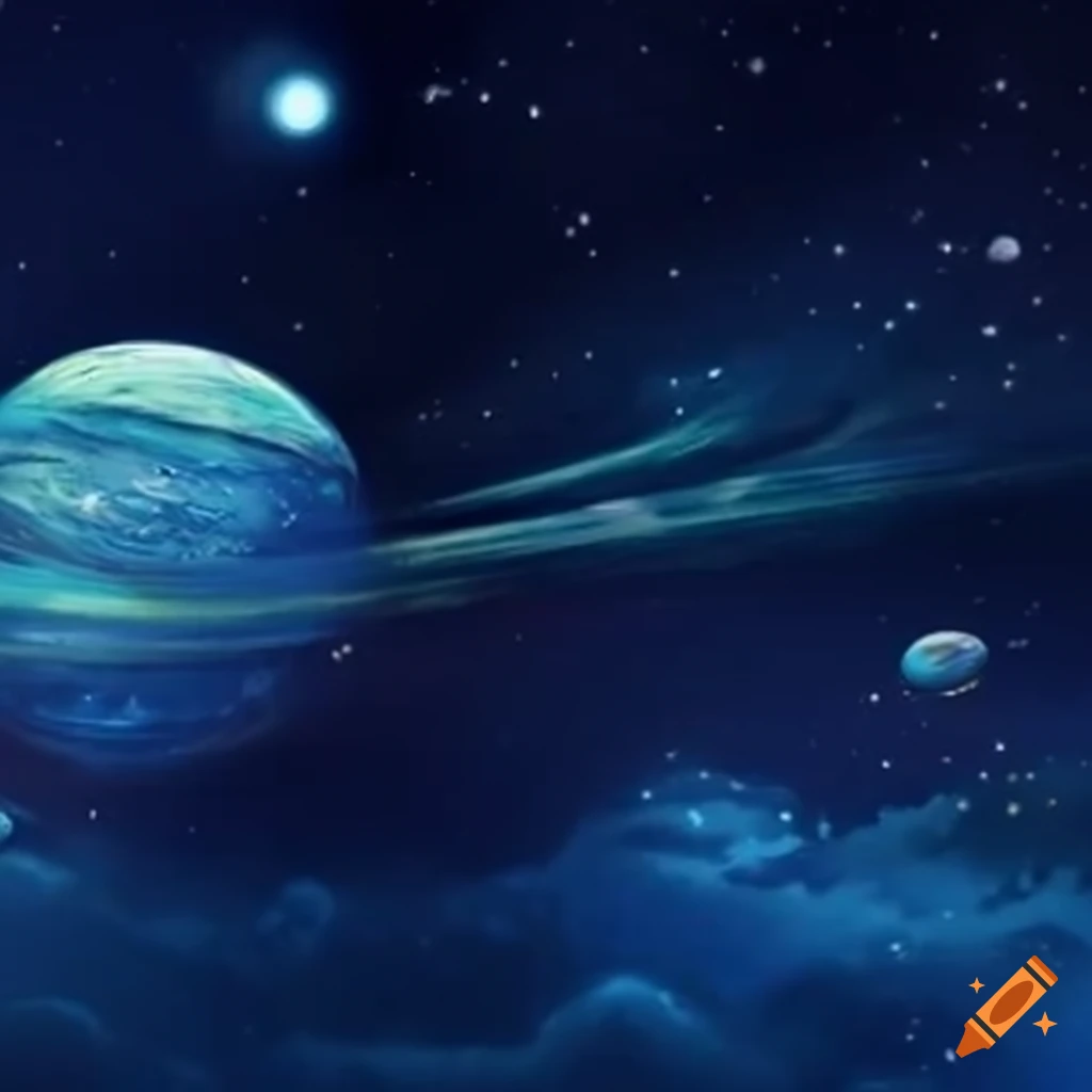 Outer space with a planet on Craiyon