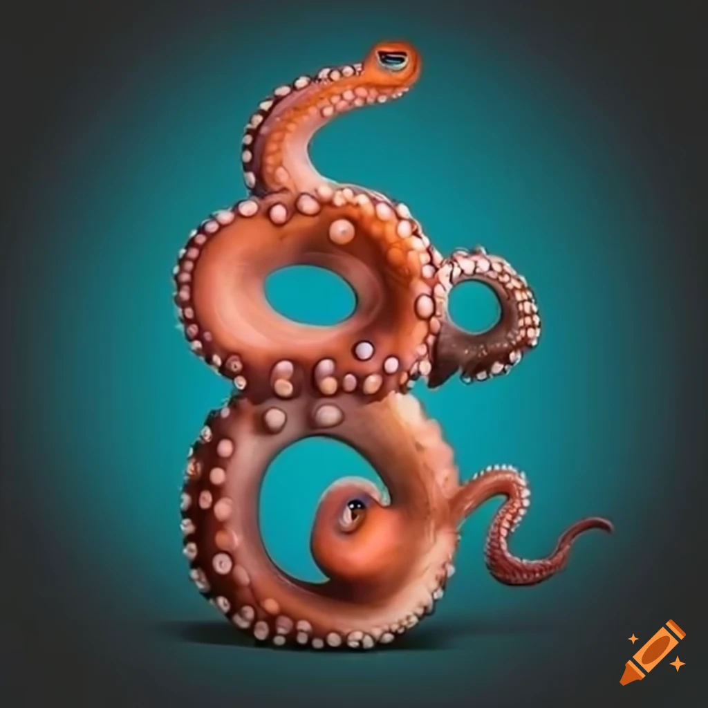 Octopus forming the number eight with its arms on Craiyon