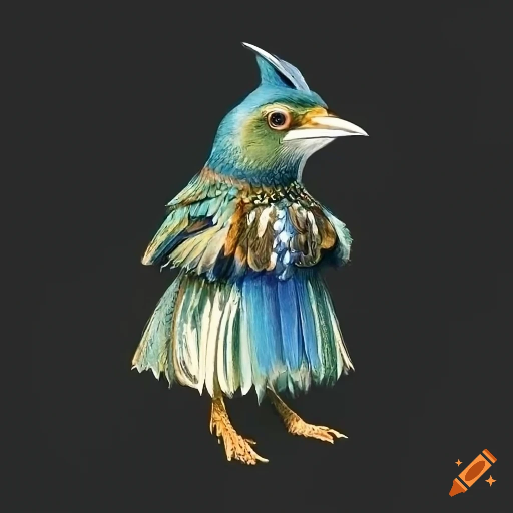 Anthropomorphic bird in XVII century attire on Craiyon