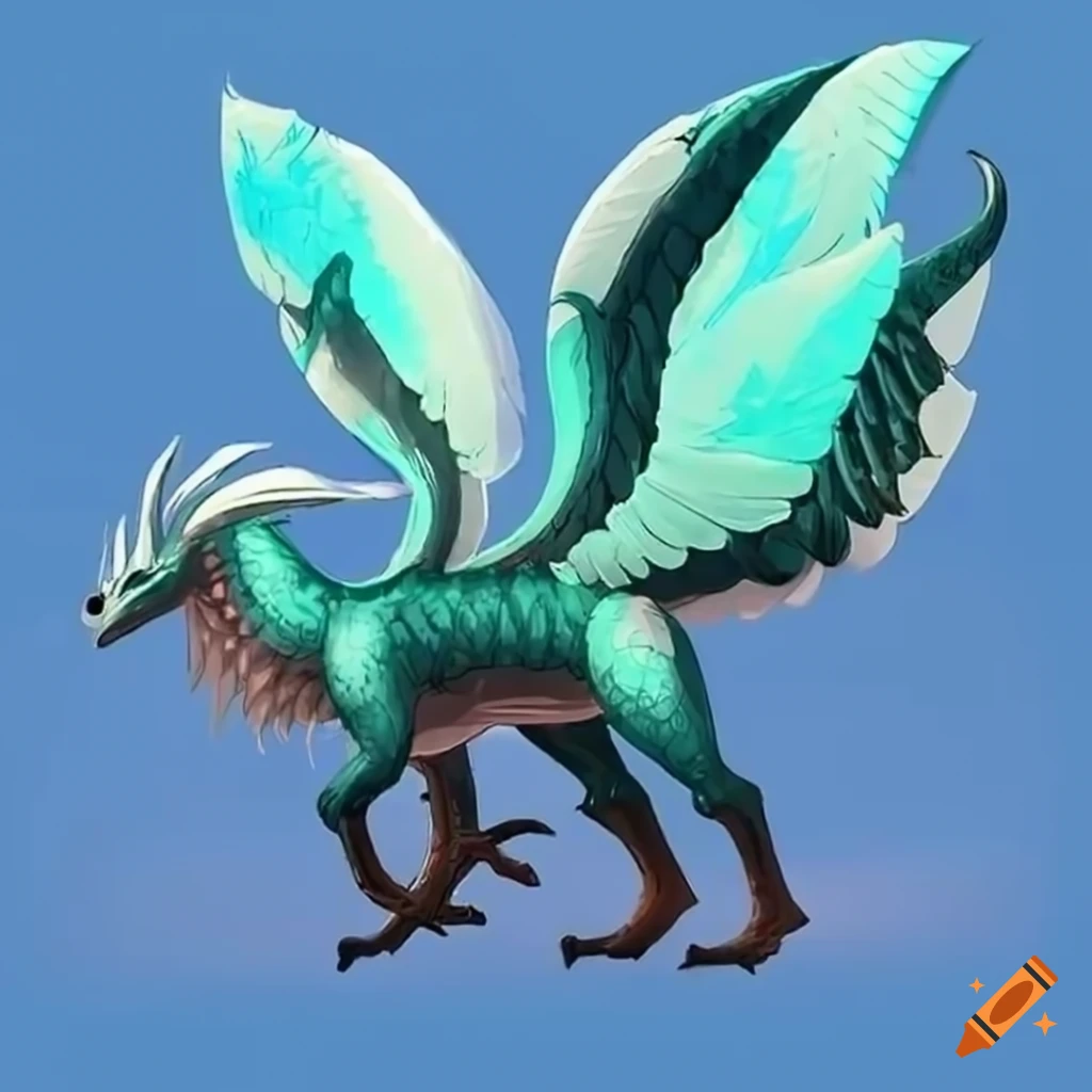 Unique and elegant mythical hybrid creature with expressive eyes and ...