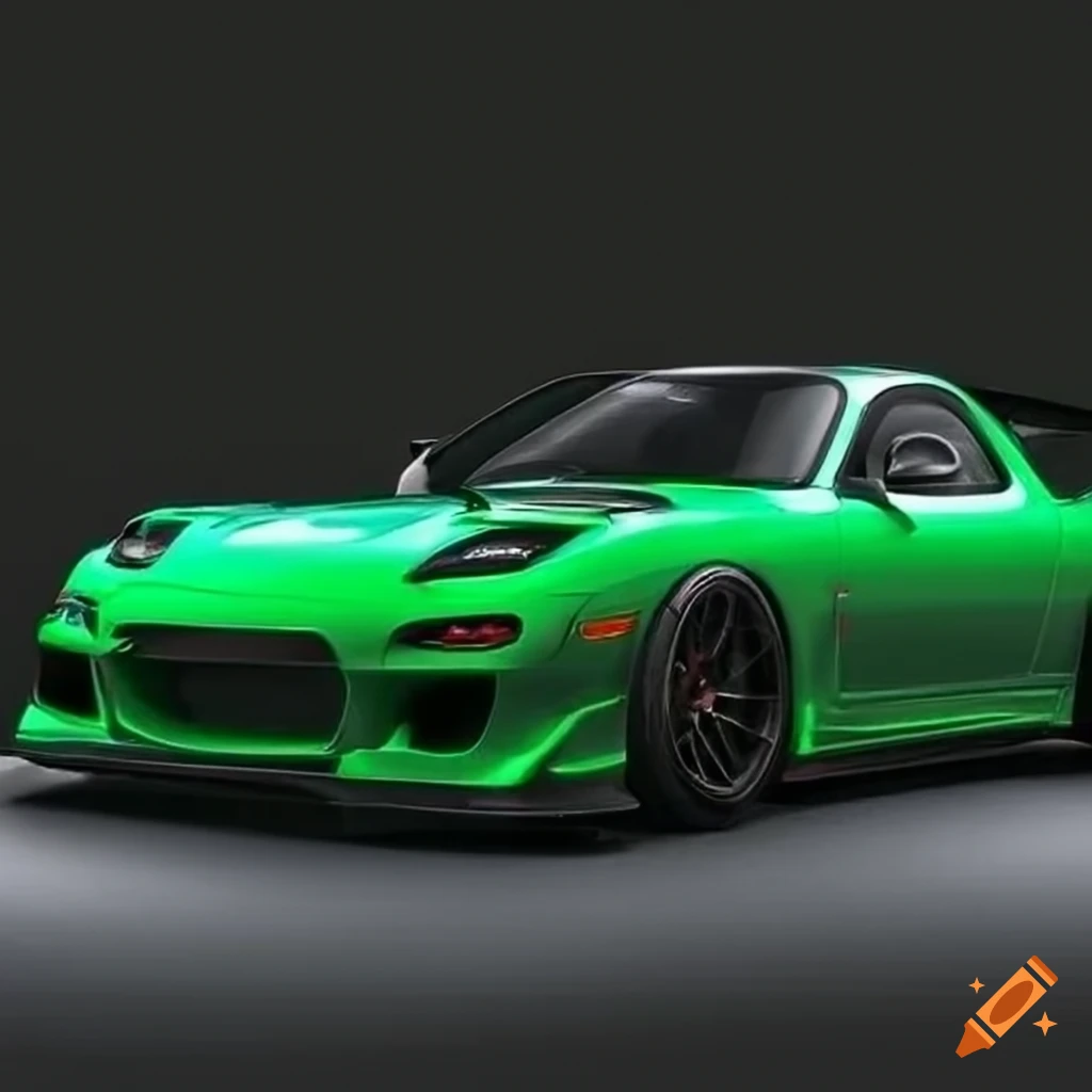 Green-themed mazda rx-7 car on Craiyon