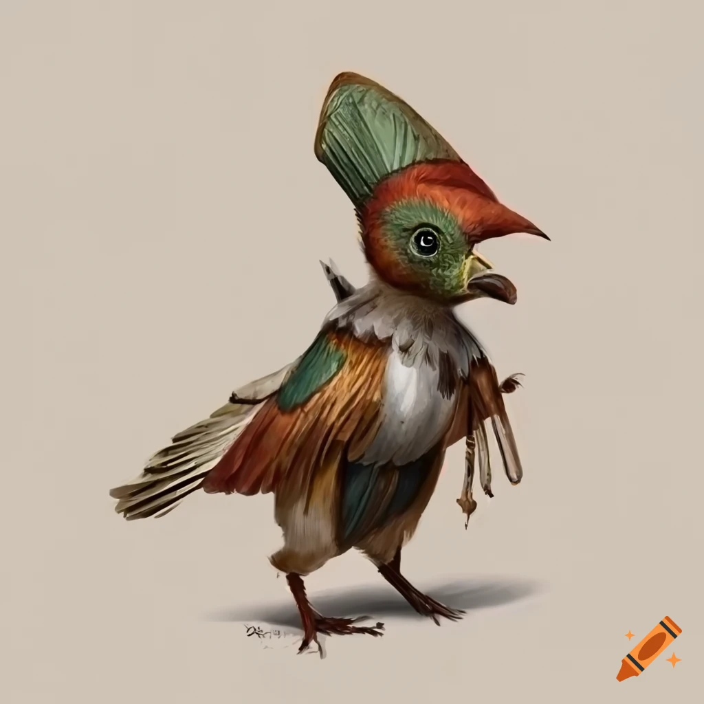 Anthropomorphic bird in XVII century attire on Craiyon