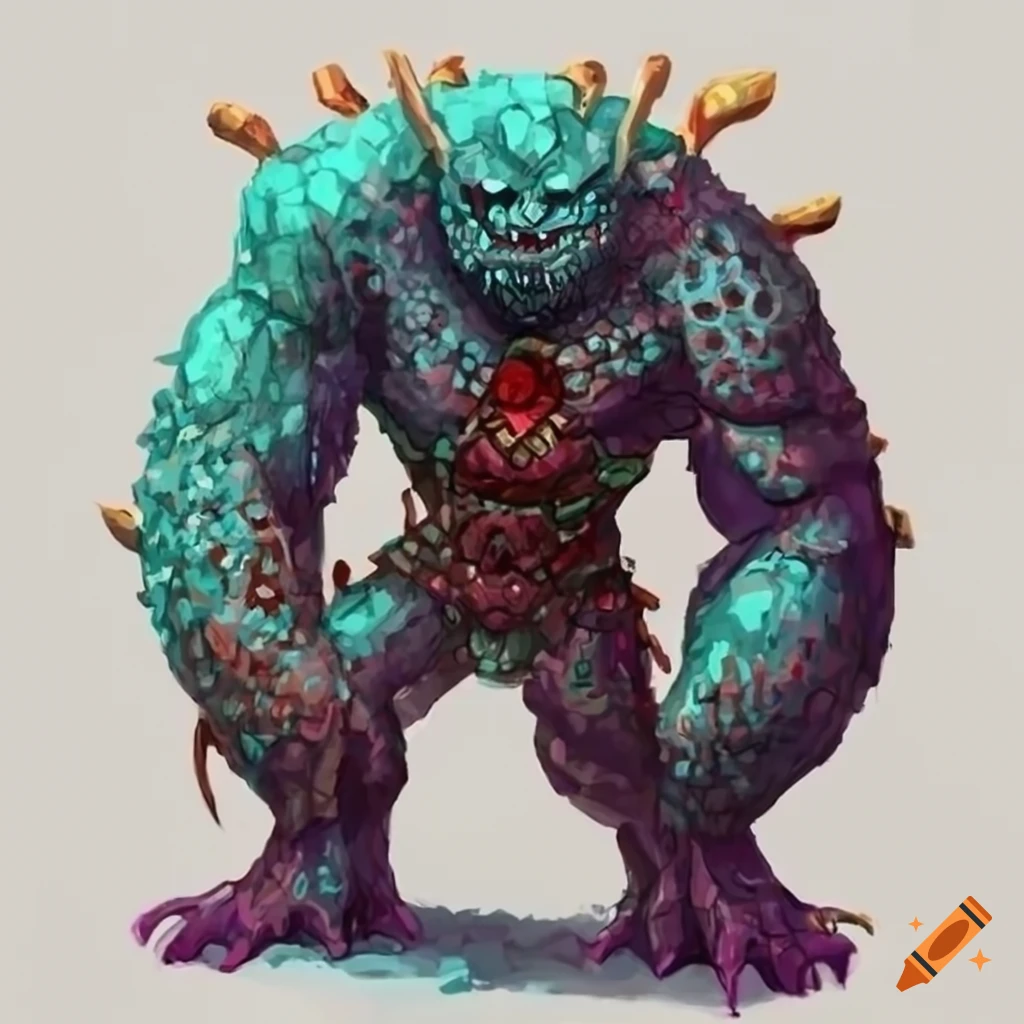Magnificent golem crafted from colorful gems in D&D style on Craiyon