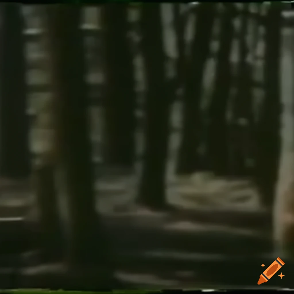 Tv playing static in a forest in 1990 vhs footage on Craiyon