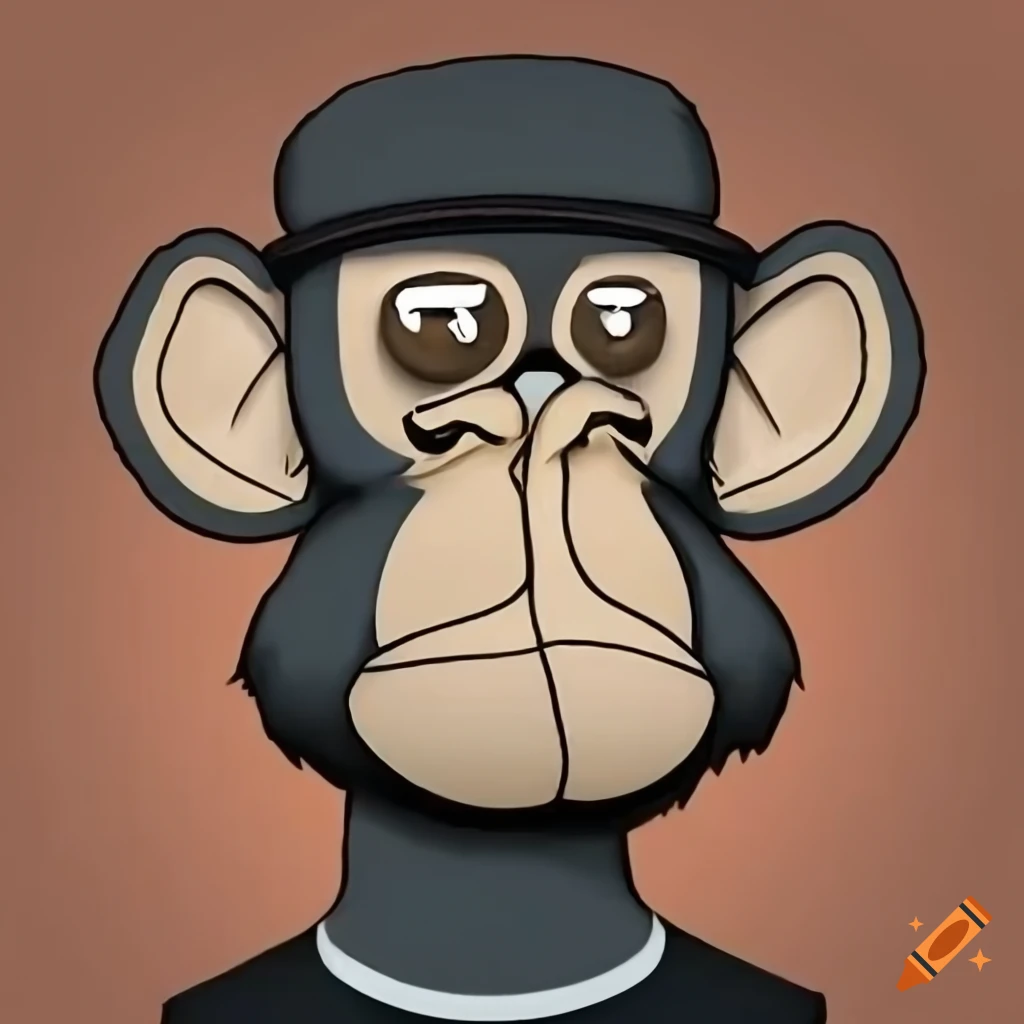 Gold NFT Monkey - Bored Ape digital artwork on Craiyon