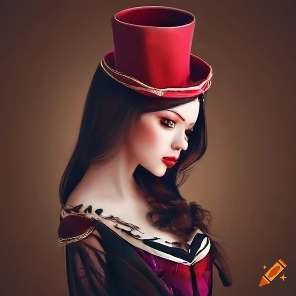 Female circus ringleader with shoulder-length brunette hair in a classy ...