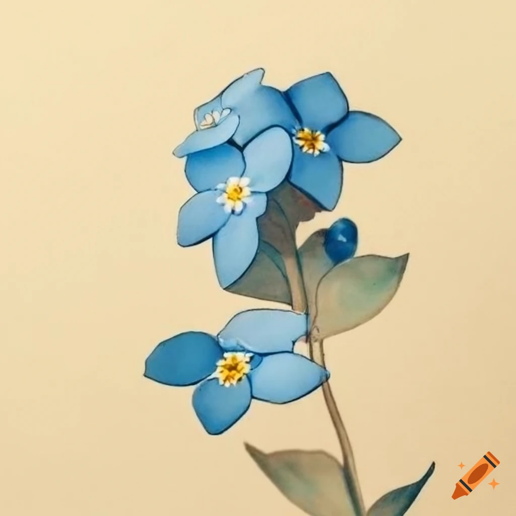 Cute forget-me-nots paper flowers in japanese edo era style on Craiyon